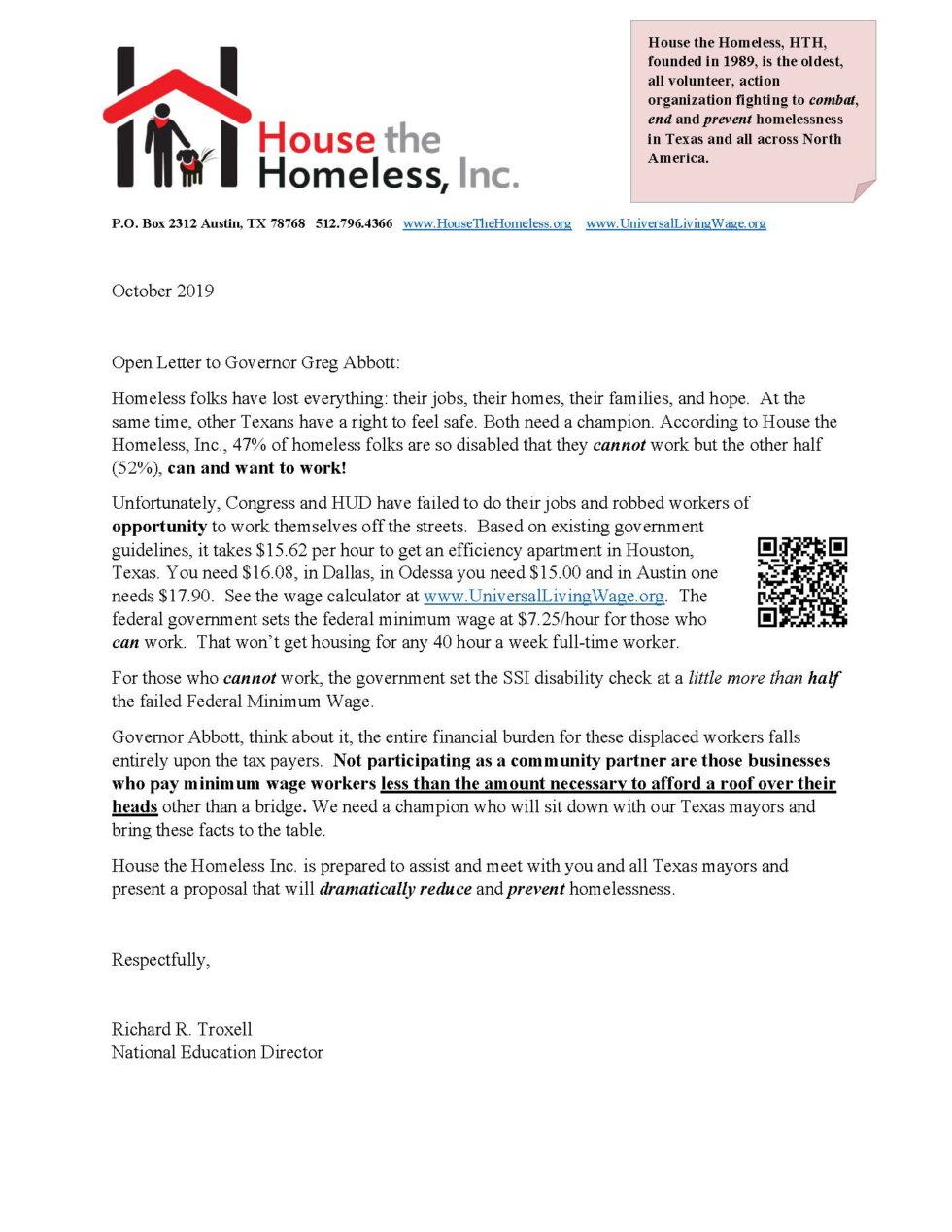 Open Letters - House the Homeless
